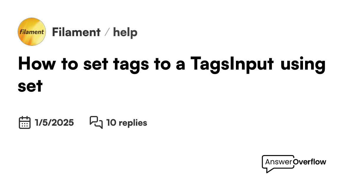 How to set tags to a TagsInput using $set - Filament