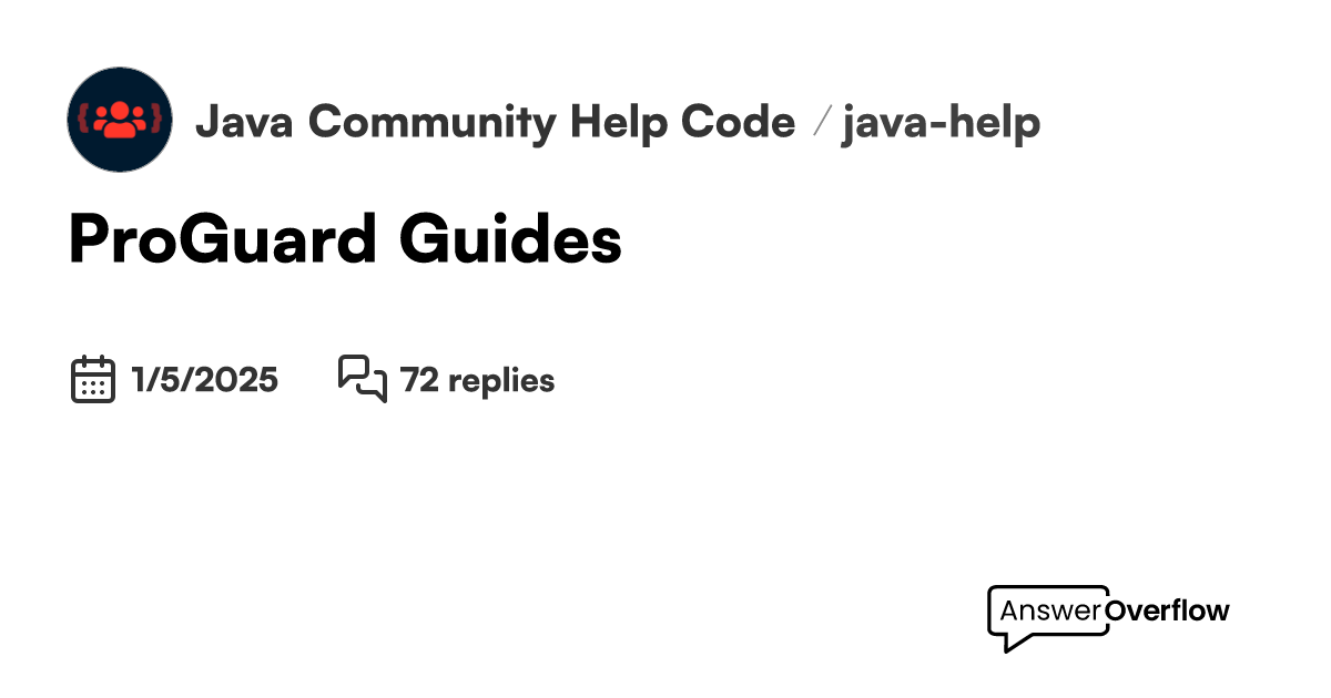 ProGuard Guides? - Java Community | Help. Code. Learn.