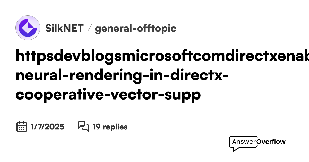 Directxenabling Neural Rendering In