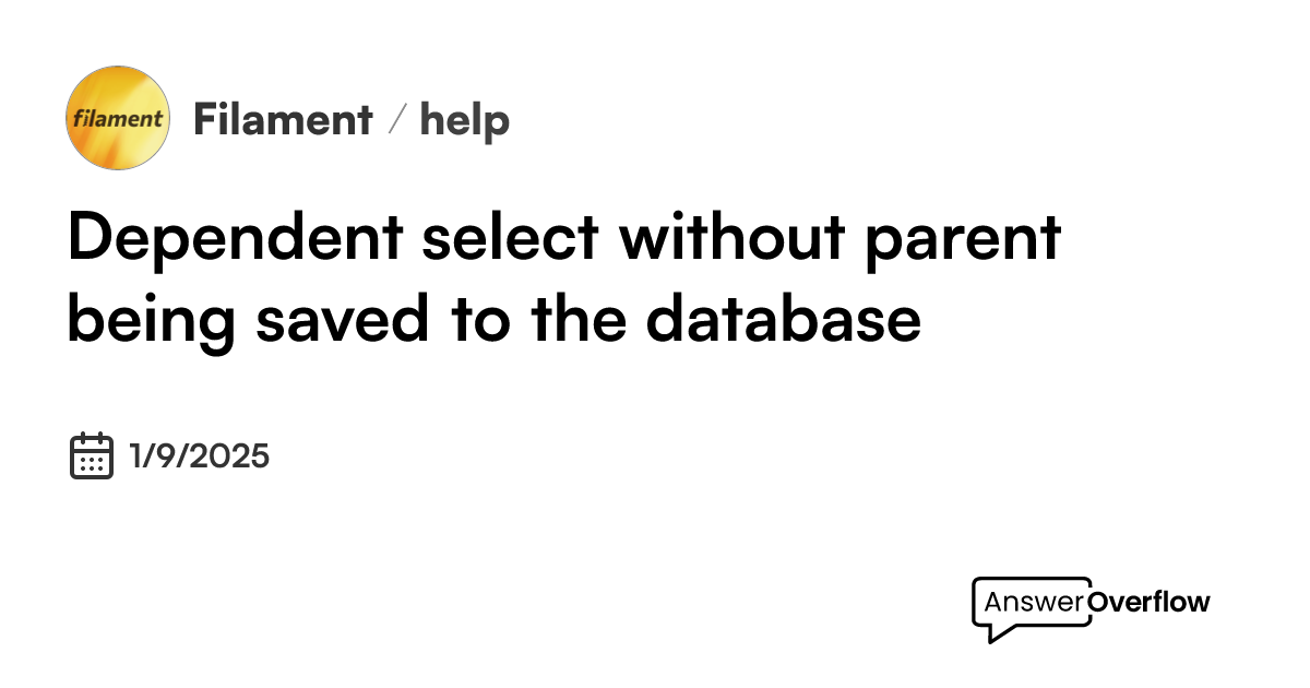 Dependent select without parent being saved to the database - Filament