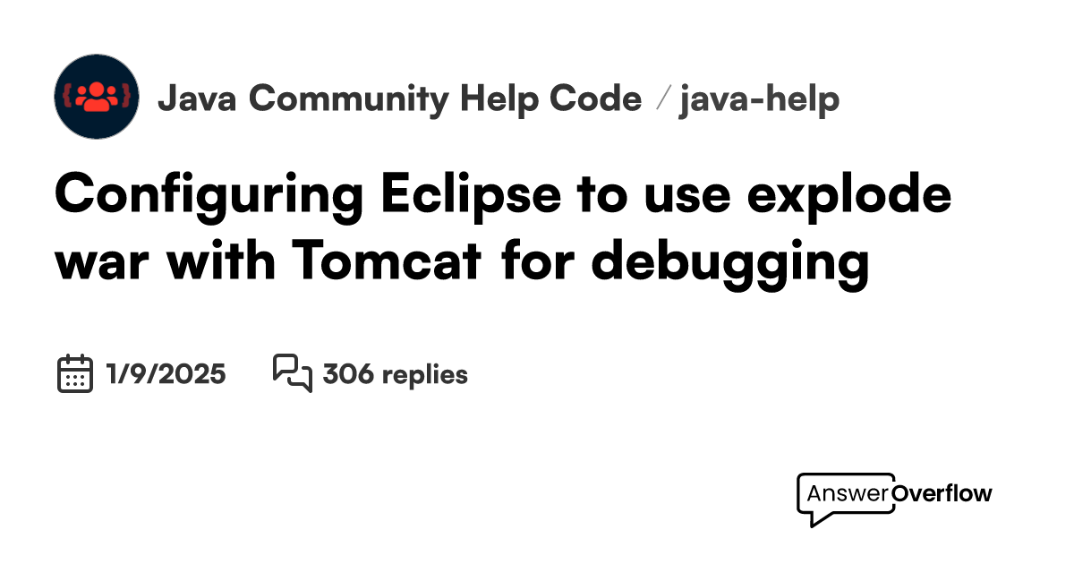 Configuring Eclipse to use explode war with Tomcat for debugging - Java Community | Help. Code ...