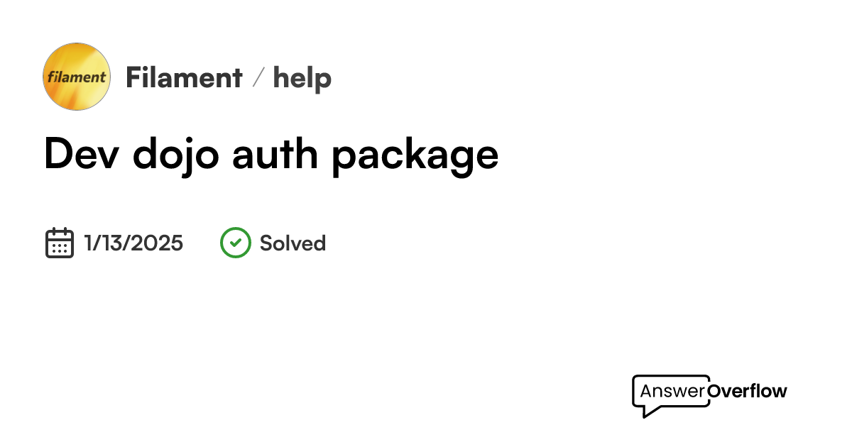 Dev dojo auth package - Filament