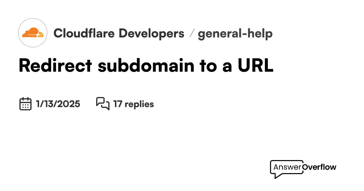 Redirect subdomain to a URL - Cloudflare Developers