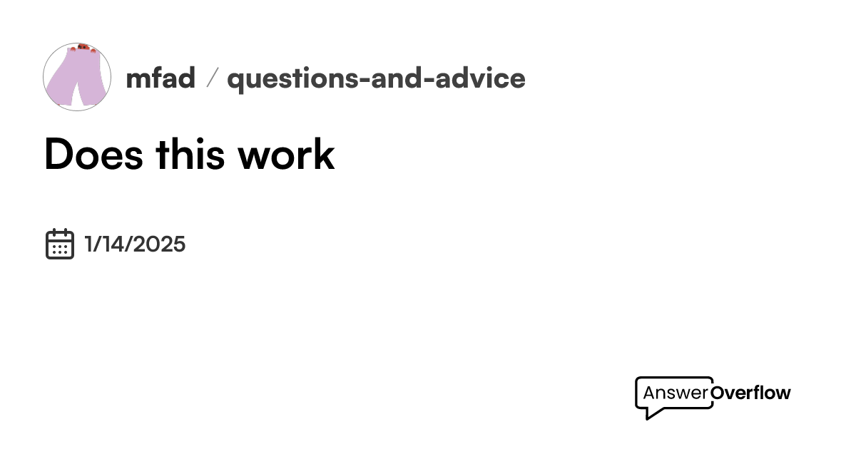 Does this work? - mfad