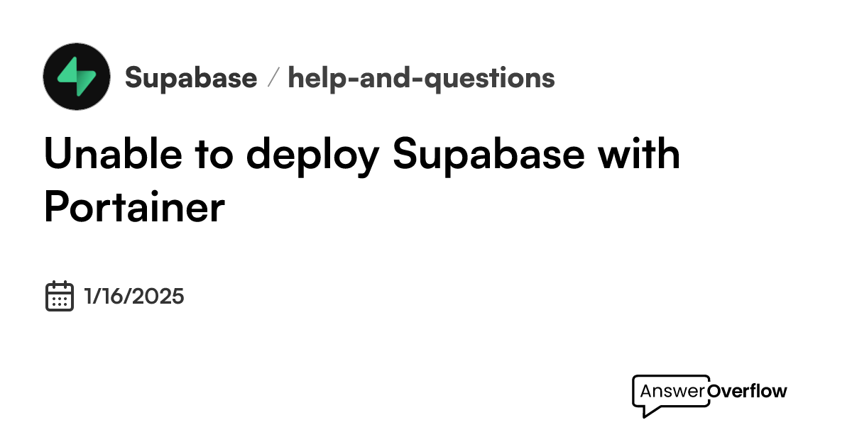 Unable to deploy Supabase with Portainer - Supabase