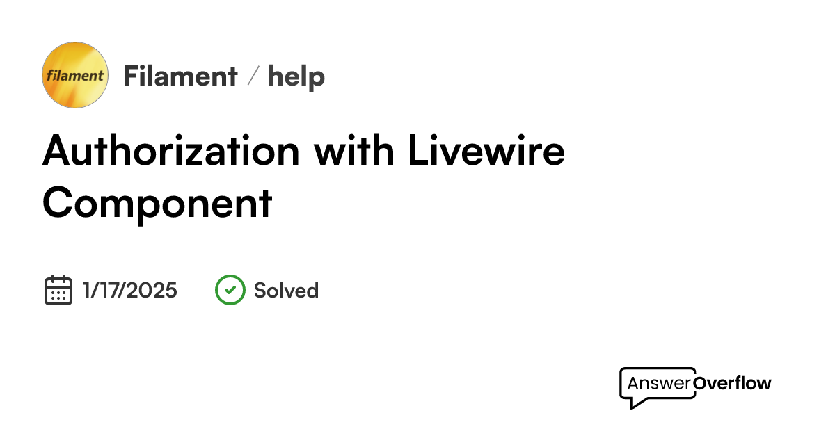 Authorization with Livewire Component - Filament