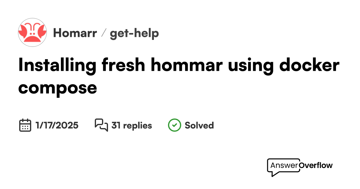 Installing fresh hommar using docker compose - Homarr