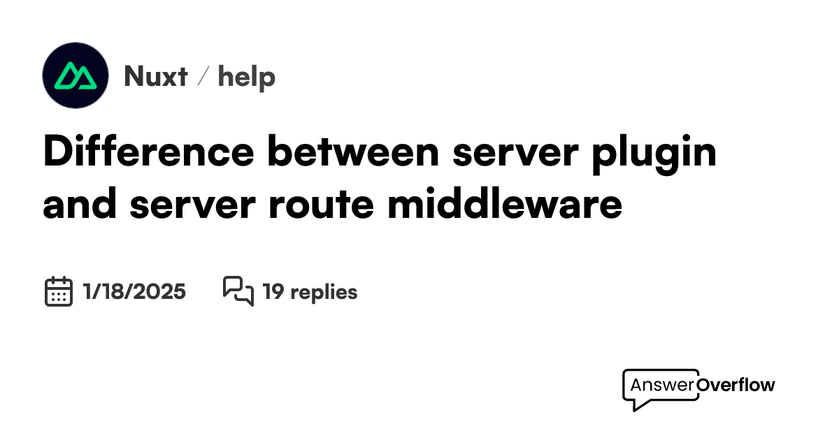 Difference between server plugin and server route middleware - Nuxt