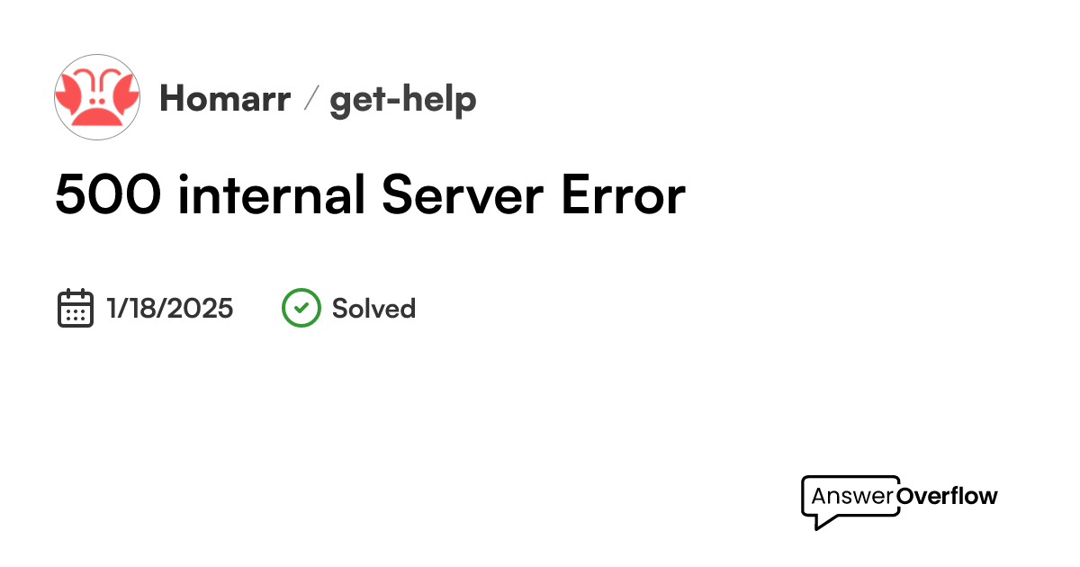 500 internal Server Error - Homarr