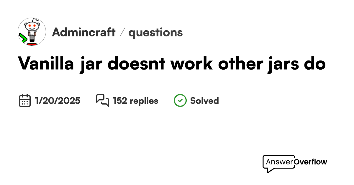 Vanilla jar doesn’t work, other jars do - Admincraft