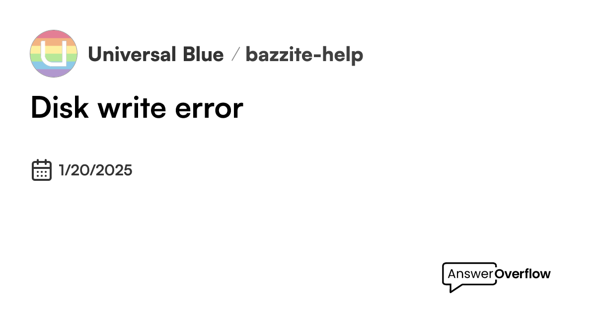 Disk write error - Universal Blue