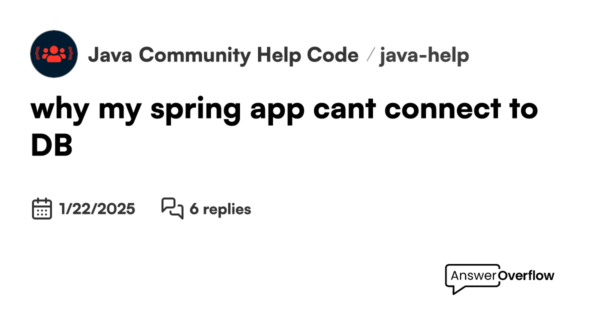 why my spring app cant connect to DB? - Java Community | Help. Code. Learn.