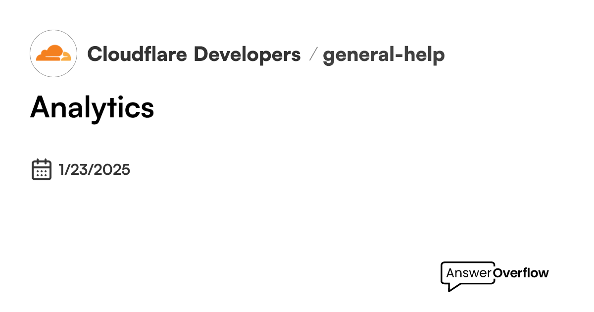 Analytics - Cloudflare Developers