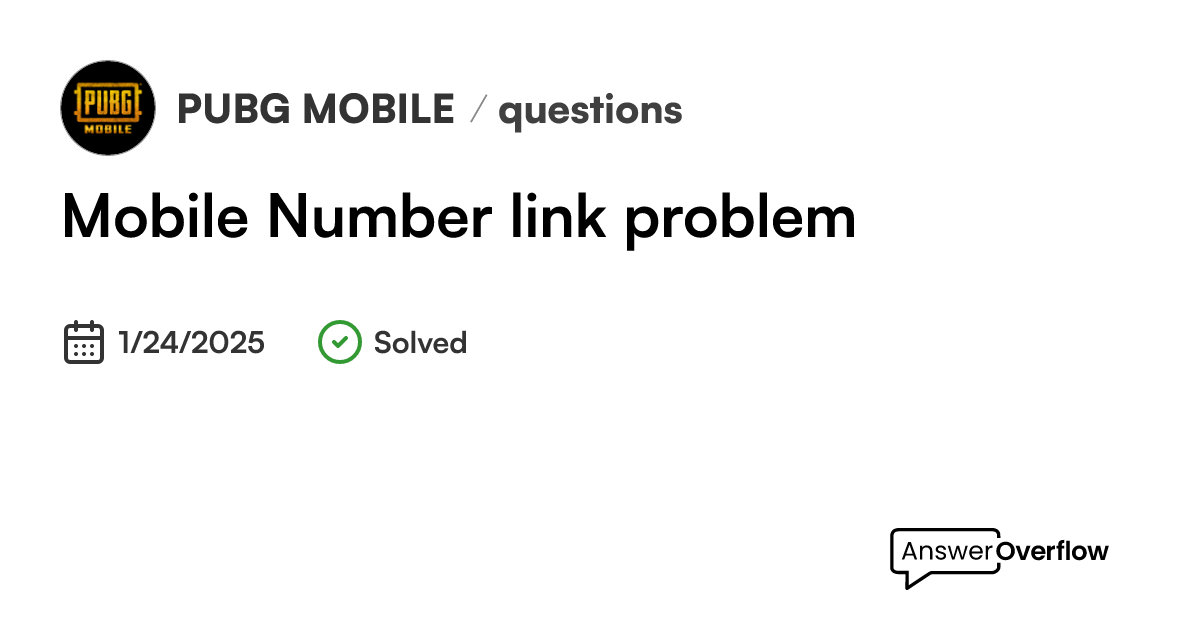 Mobile Number link problem - PUBG MOBILE