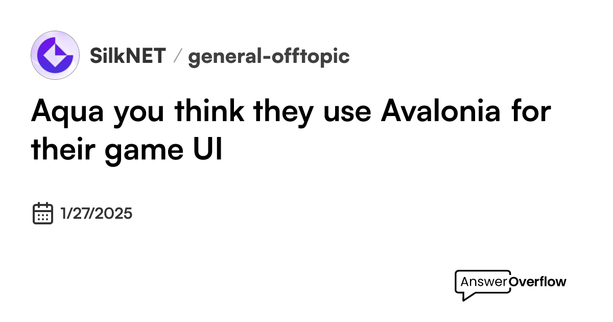 @Aqua you think they use Avalonia for their game UI? - Silk.NET