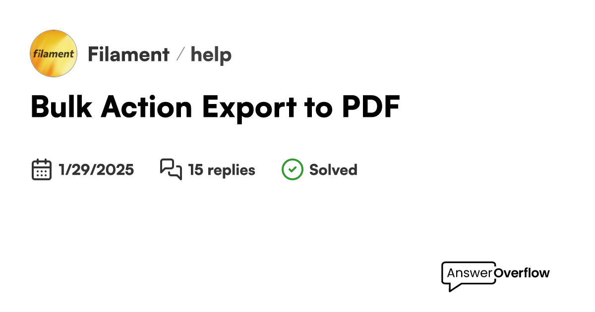 Bulk Action Export to PDF - Filament