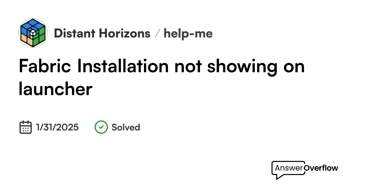 Fabric Installation not showing on launcher - Distant Horizons