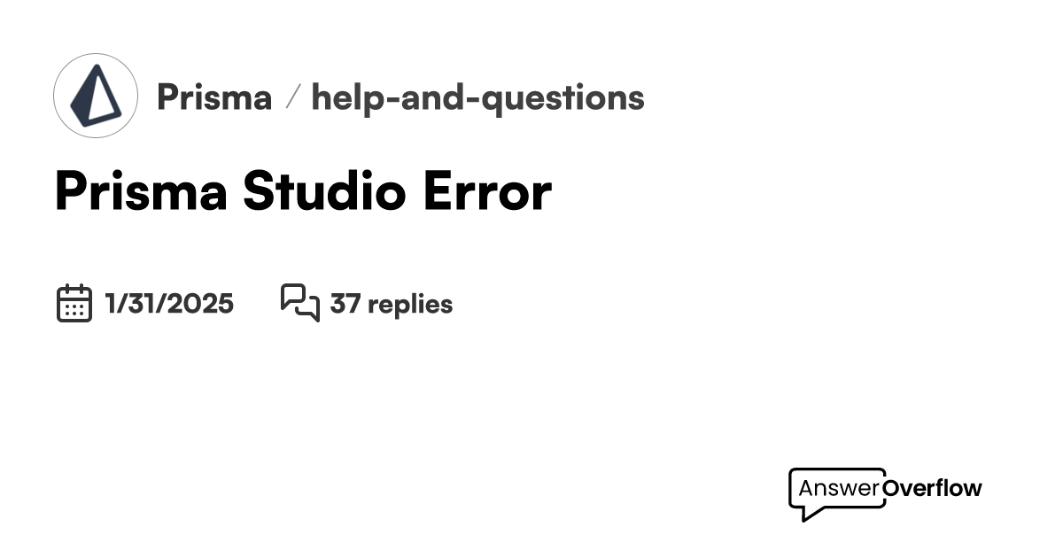 Prisma Studio Error - Prisma