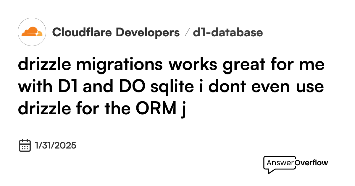 drizzle migrations works great for me with D1 and DO sqlite, i dont even use drizzle for the ORM ...