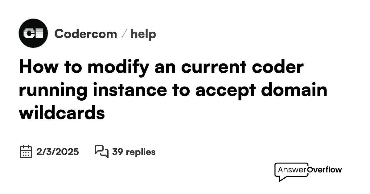 How to modify an current coder running instance to accept domain ...