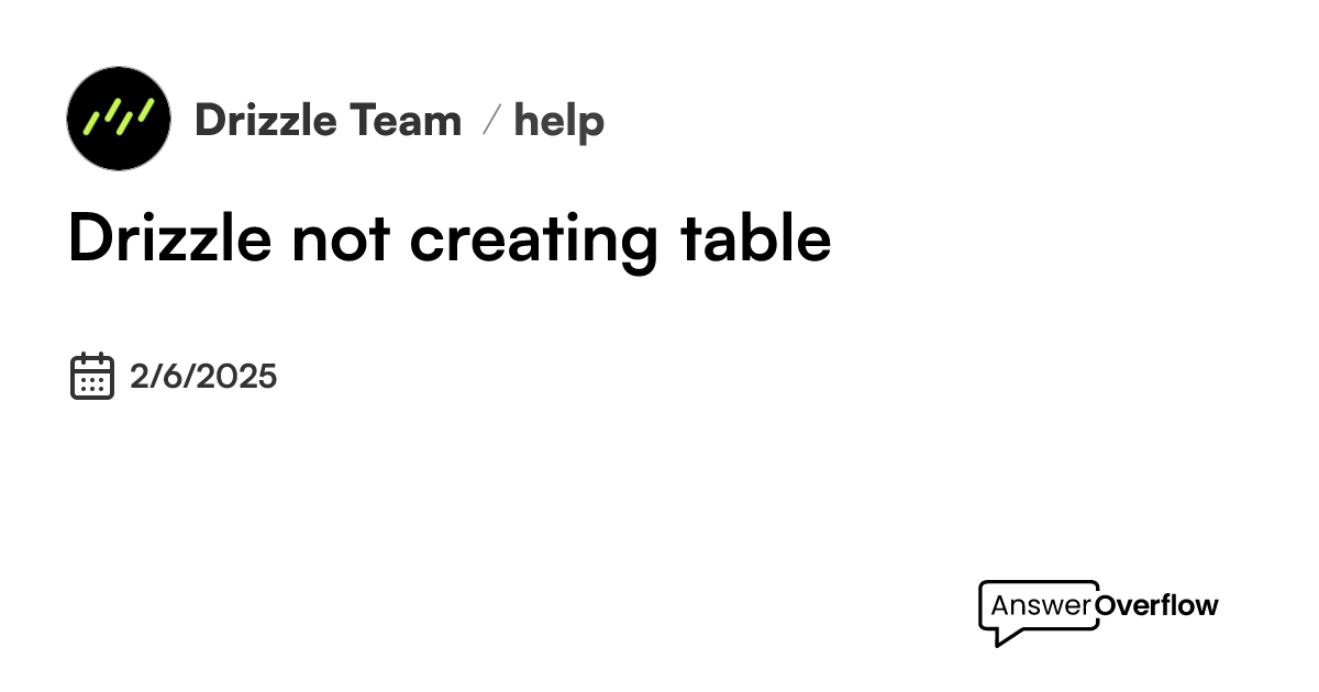 Drizzle not creating table - Drizzle Team