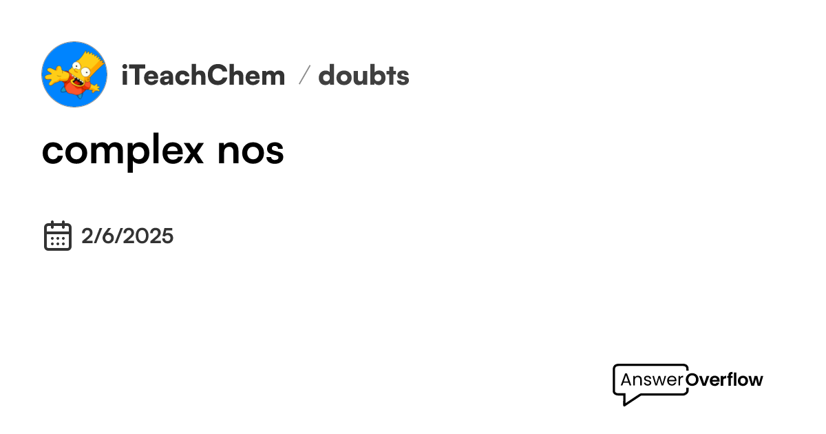 complex nos - iTeachChem