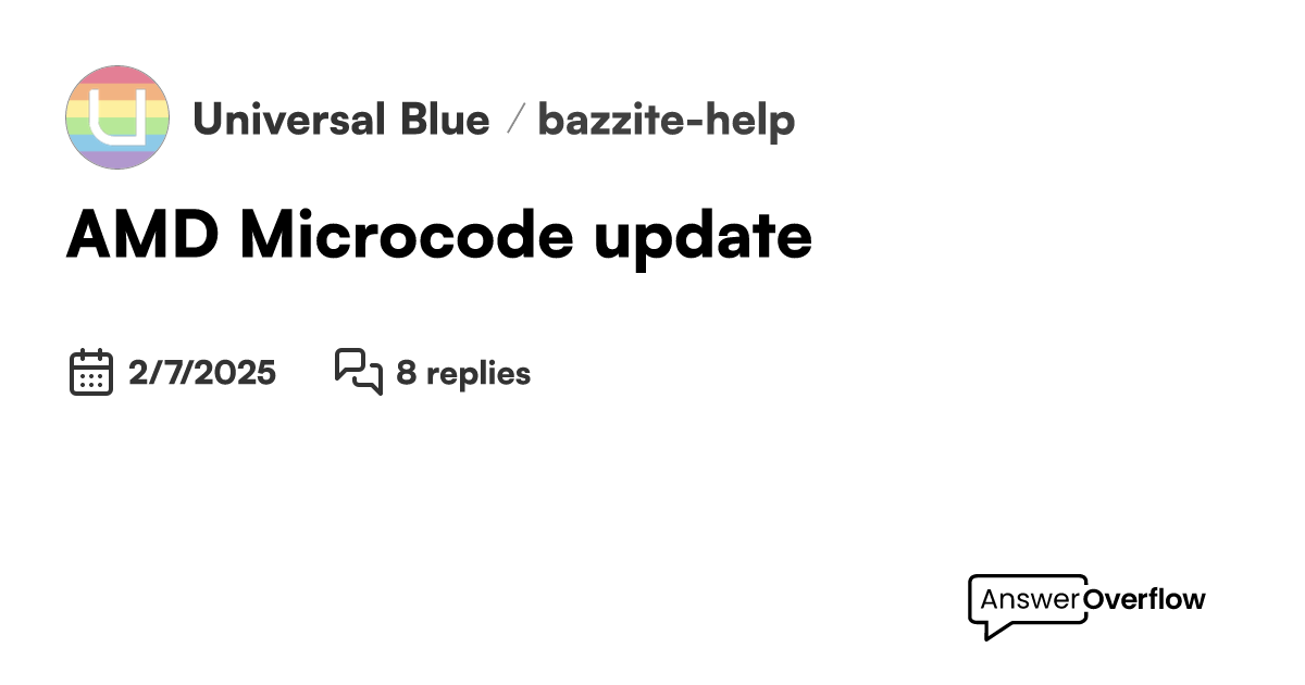 AMD Microcode update - Universal Blue