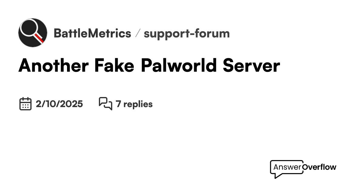 Another Fake Palworld Server - BattleMetrics