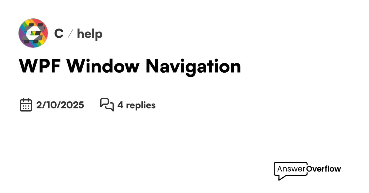 WPF Window Navigation - C#