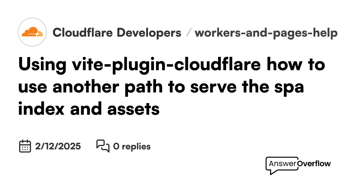 Using vite-plugin-cloudflare, how to use another path to serve the spa index and assets ...