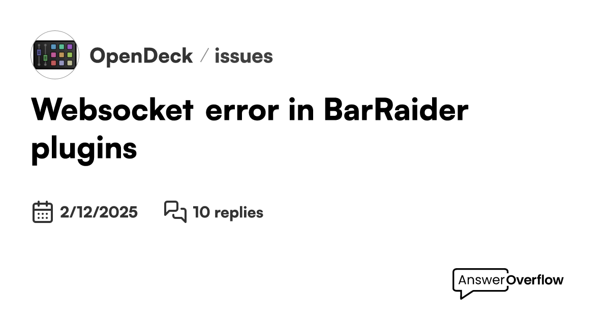 Websocket error in BarRaider plugins - OpenDeck