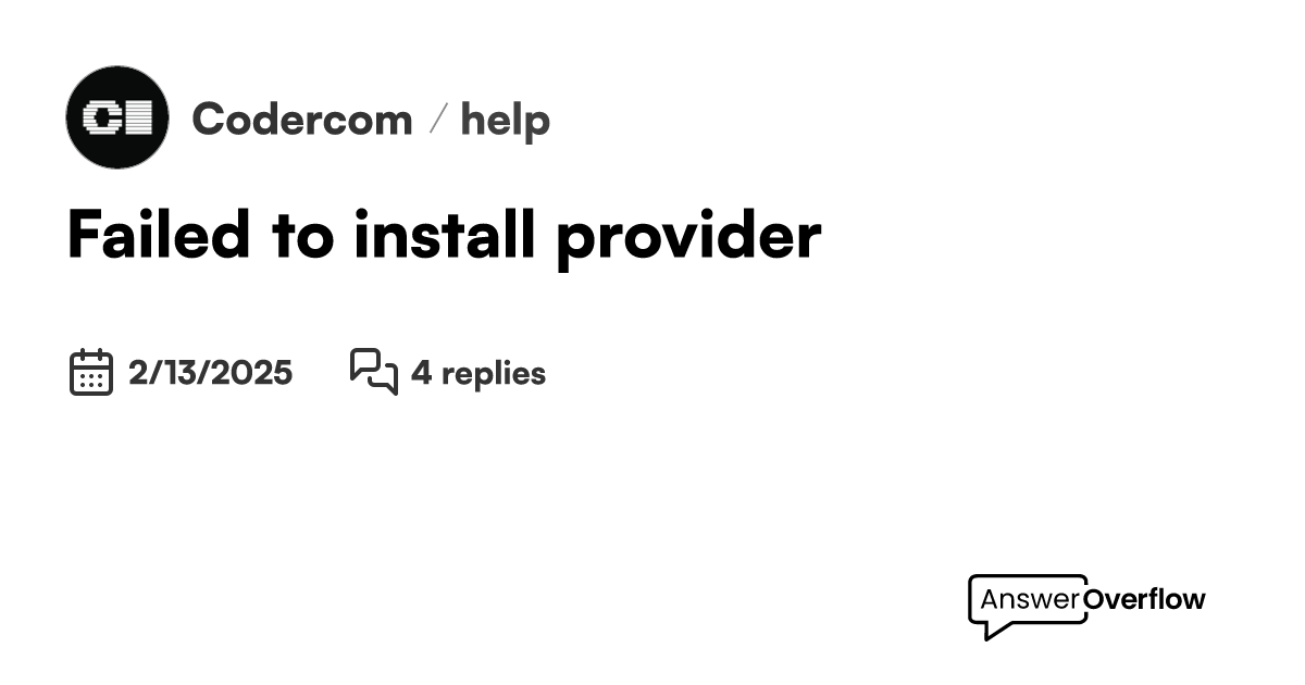 Failed to install provider? - Coder.com