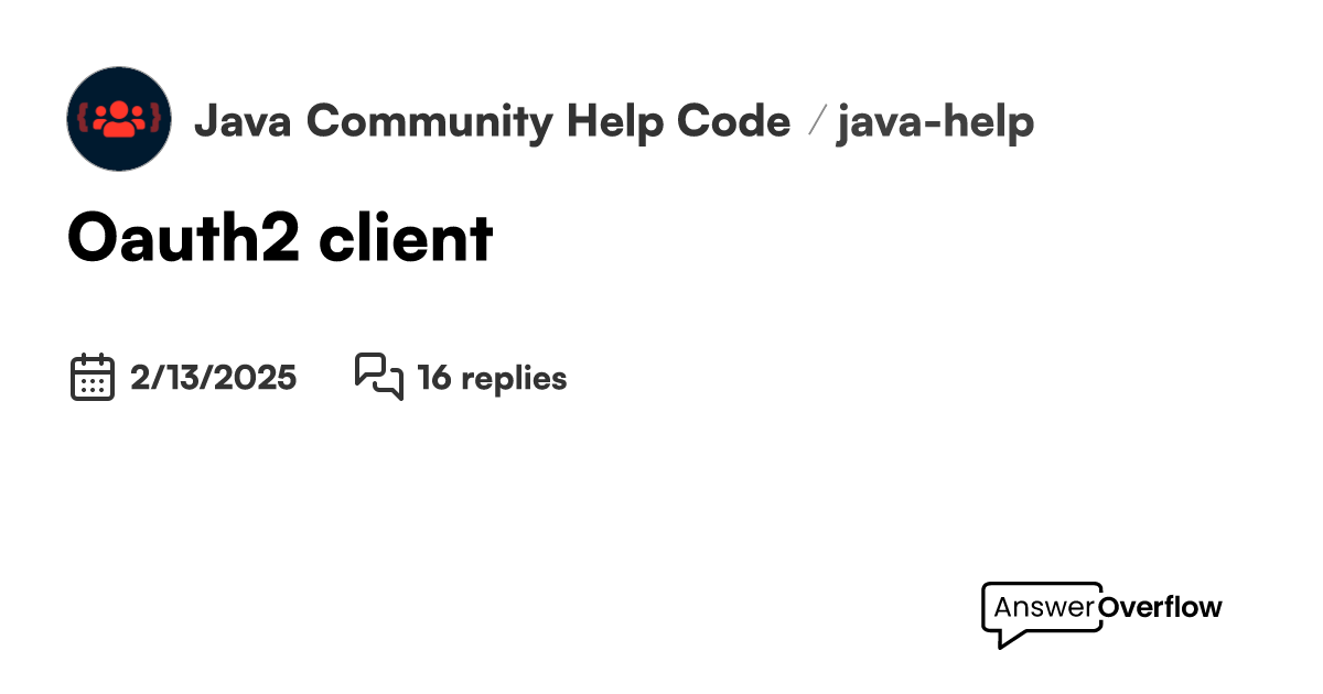 Oauth2 client - Java Community | Help. Code. Learn.