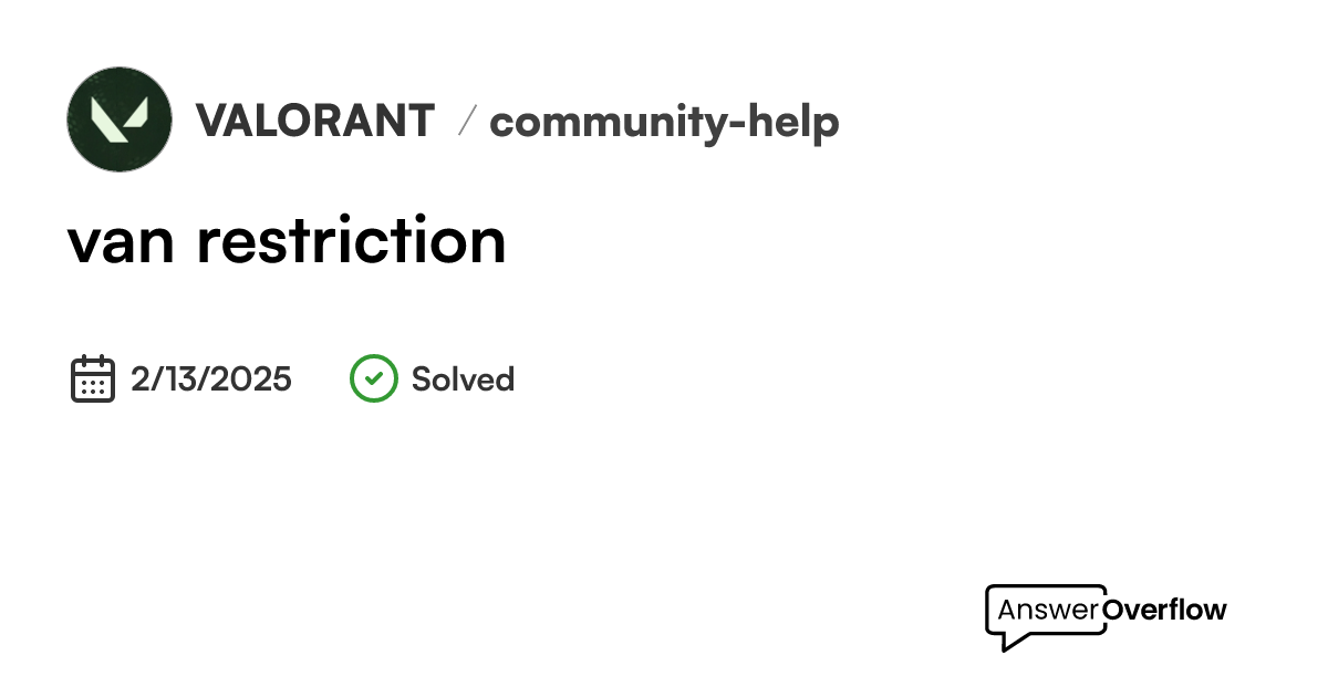 van restriction - VALORANT