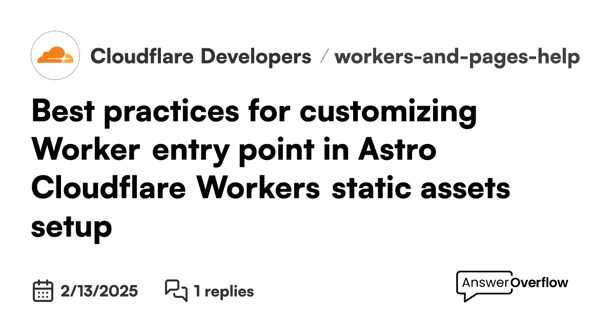 Best practices for customizing Worker entry point in Astro + Cloudflare Workers static assets ...