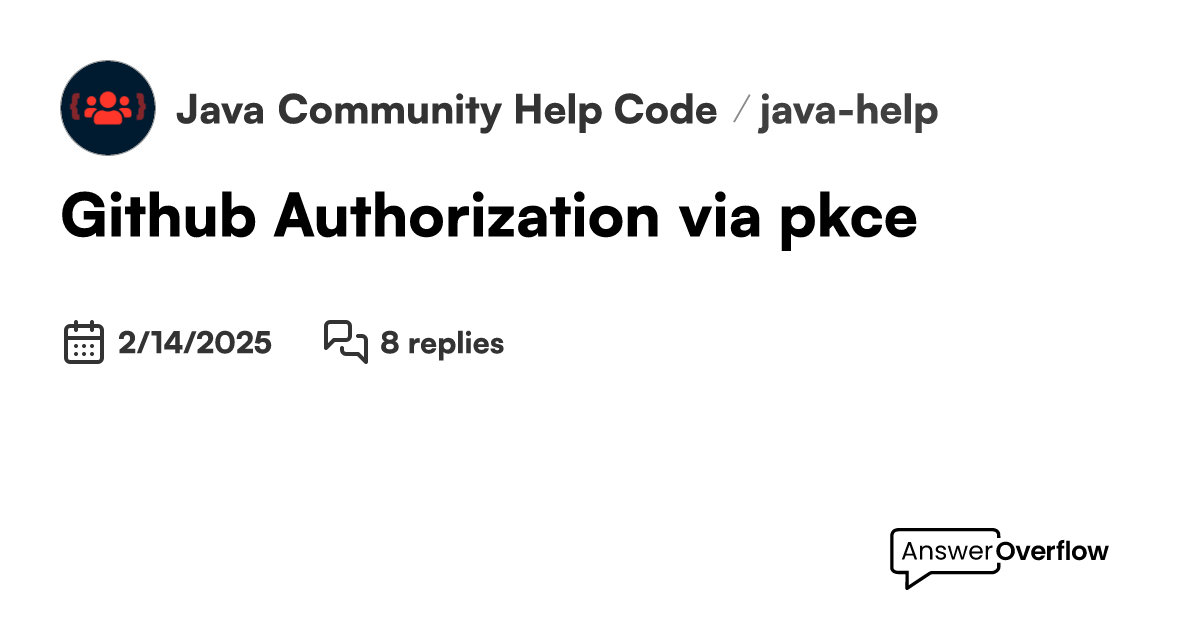 Github Authorization via pkce - Java Community | Help. Code. Learn.