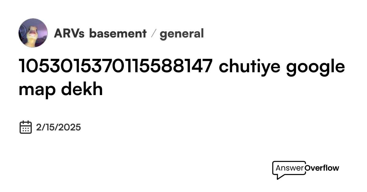 @ChatGPT chutiye google map dekh - ARV's basement