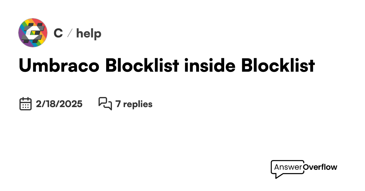 Umbraco: Blocklist inside Blocklist - C#