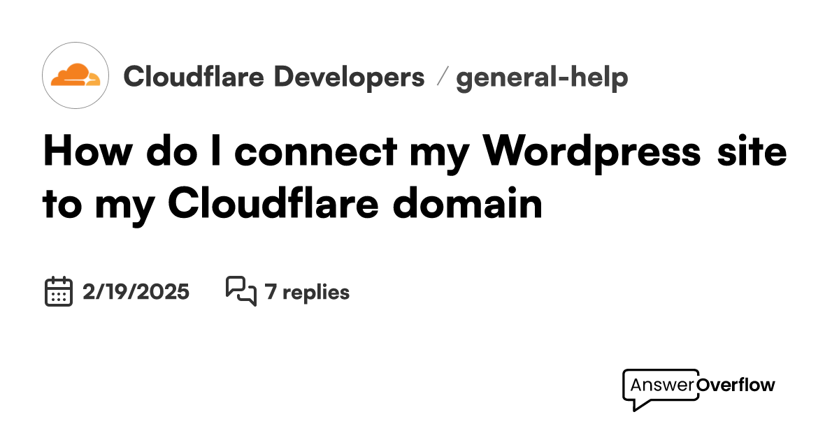 How do I connect my Wordpress site to my Cloudflare domain? - Cloudflare Developers