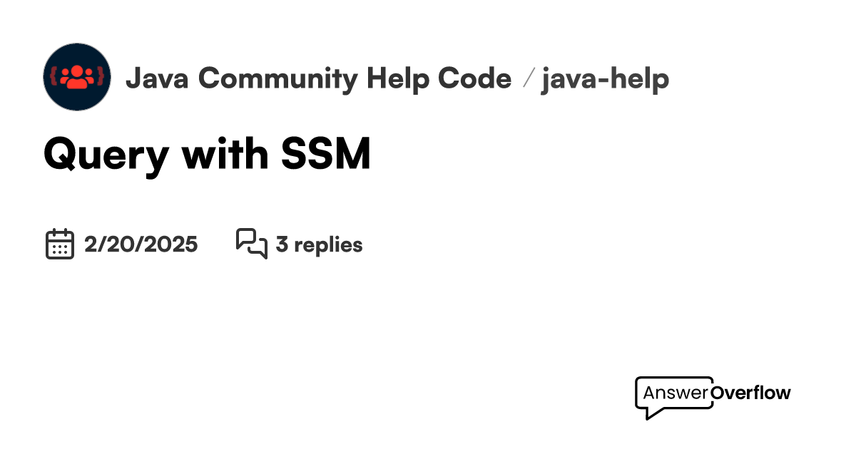 Query With Ssm Java Community Help Code Learn