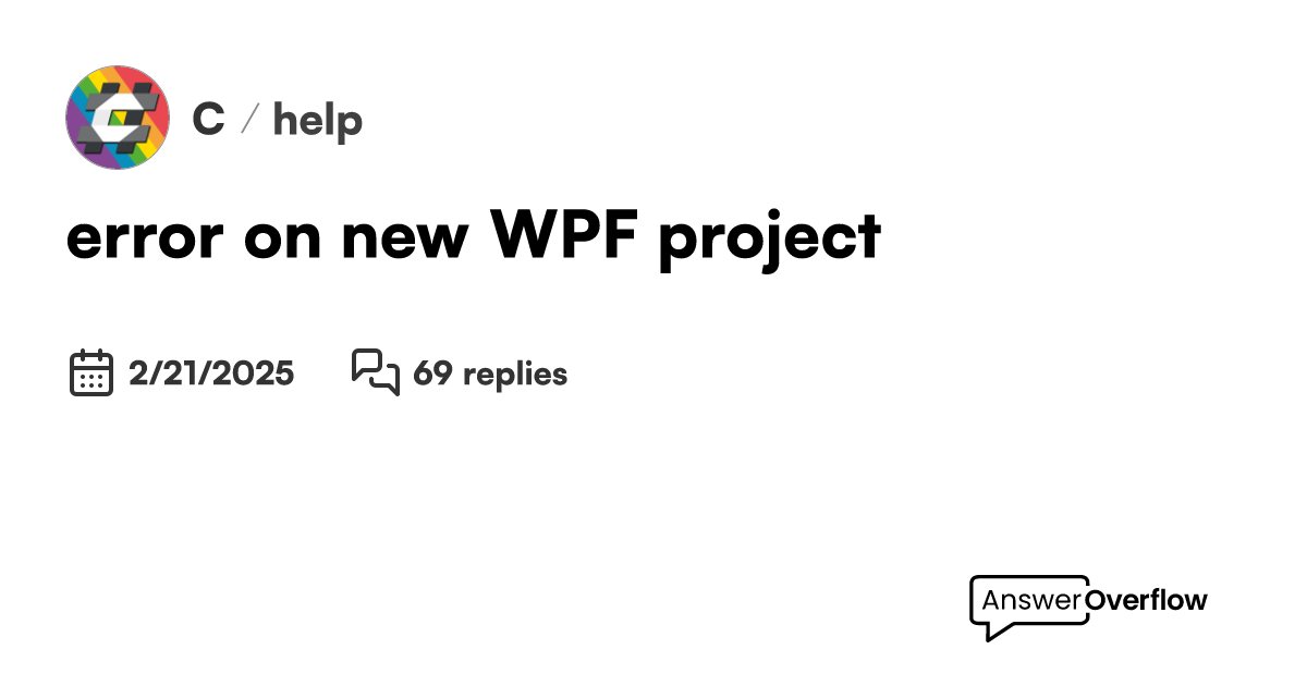 error on new WPF project - C#