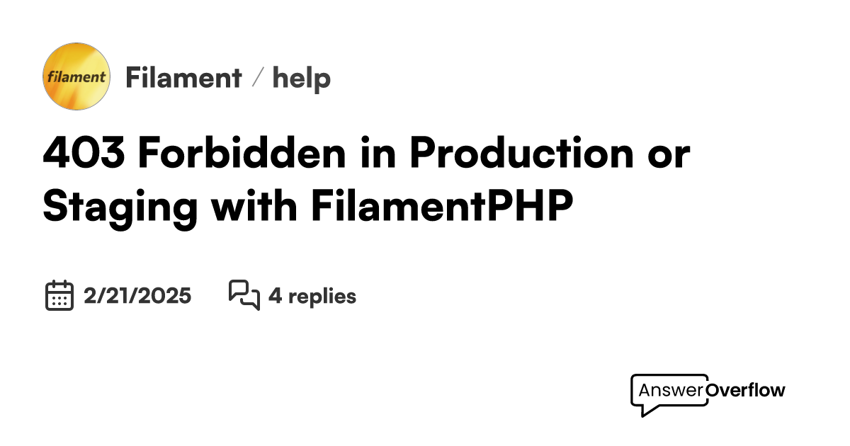 403 Forbidden in Production or Staging with FilamentPHP - Filament