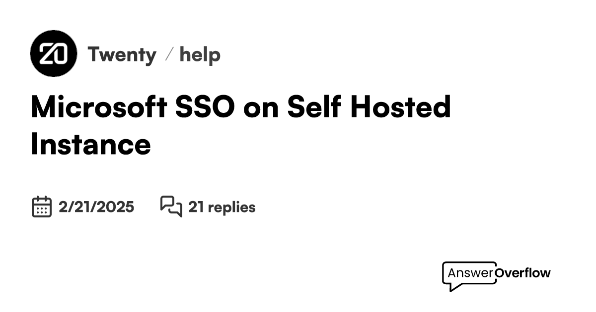 Microsoft SSO on Self Hosted Instance - Twenty