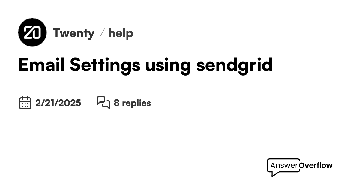 Email Settings using sendgrid - Twenty
