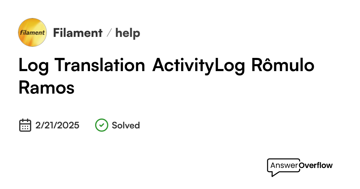 Log Translation (ActivityLog Rômulo Ramos) - Filament