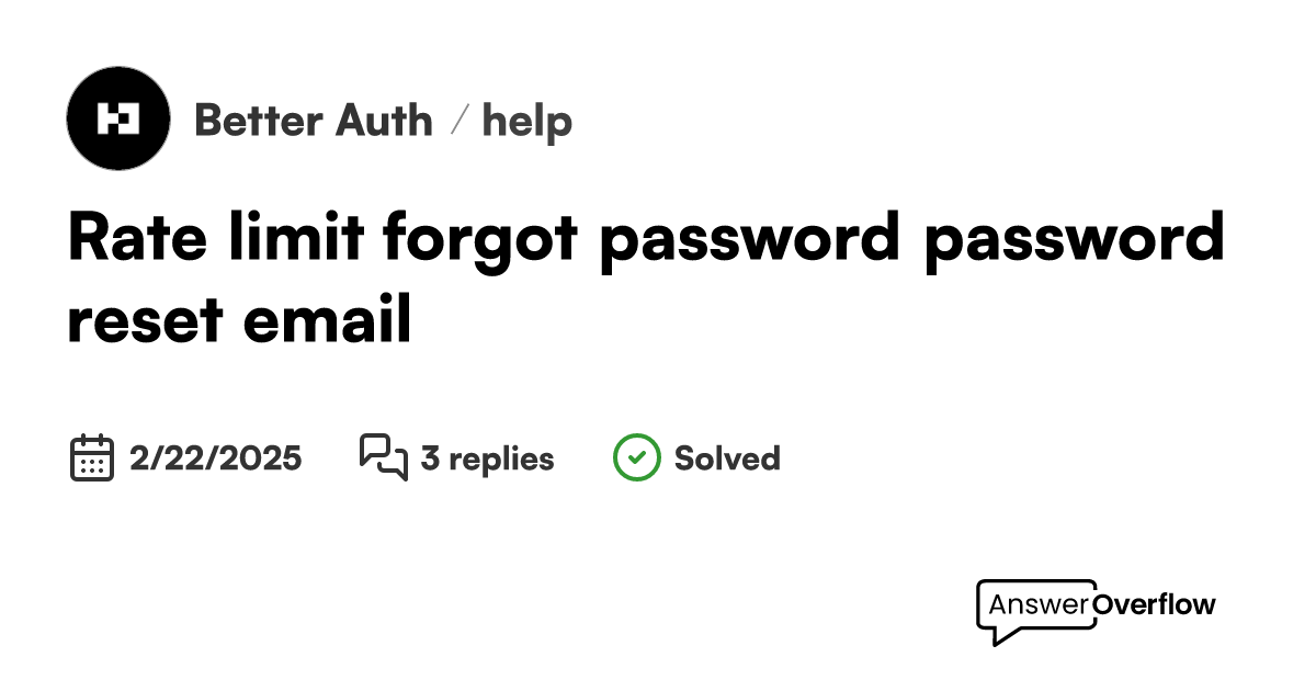 Rate limit forgot password (password reset email) - Better Auth