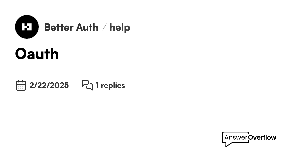 Oauth - Better Auth