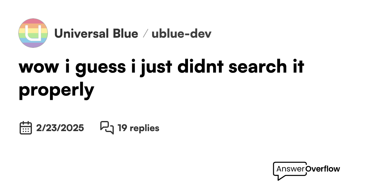 wow i guess i just didnt search it properly 😭 - Universal Blue