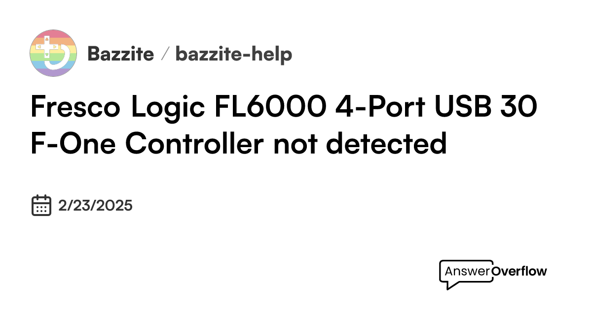 Fresco Logic FL6000 4-Port USB 3.0 F-One Controller not detected - Universal Blue
