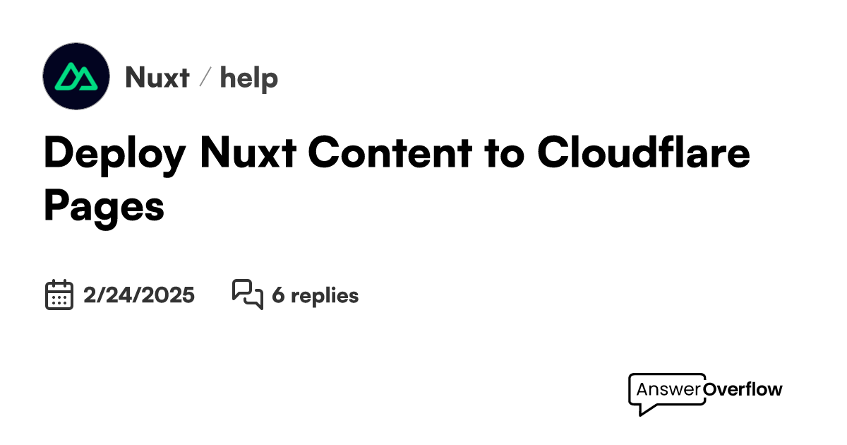 Deploy Nuxt Content to Cloudflare Pages - Nuxt